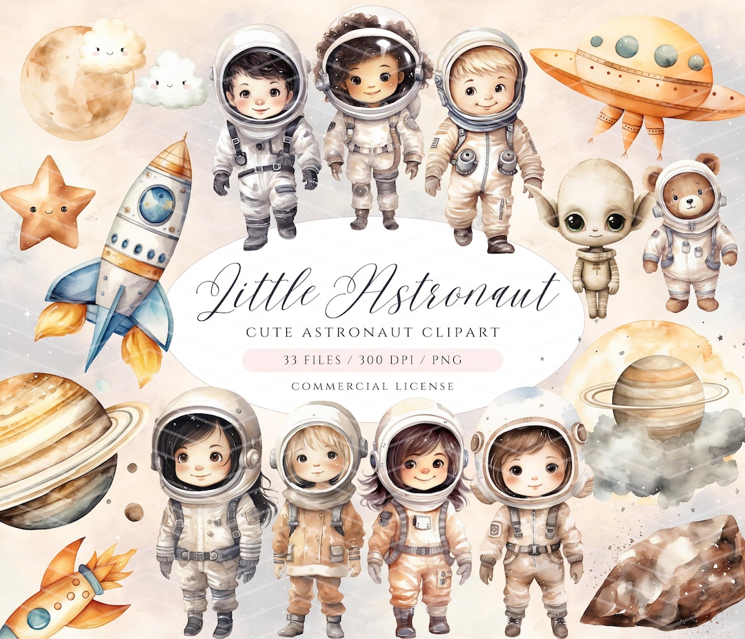 Watercolor Astronaut Clipart PNG, Cute Outer Space Clipart, Universe ...