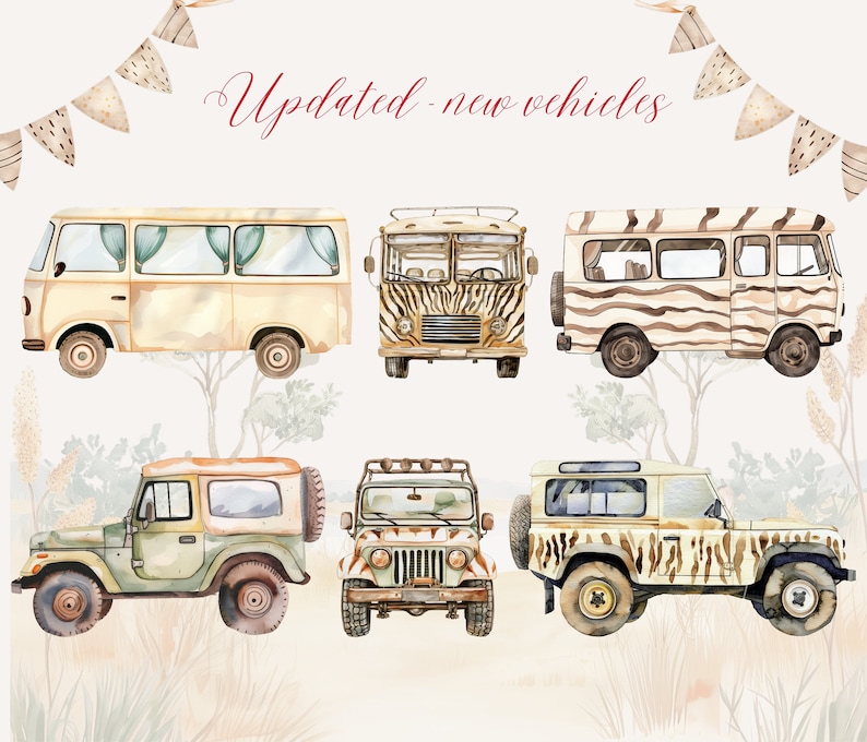 Watercolor Safari Animals Clipart: Jungle Nursery PNG (digital Download ...