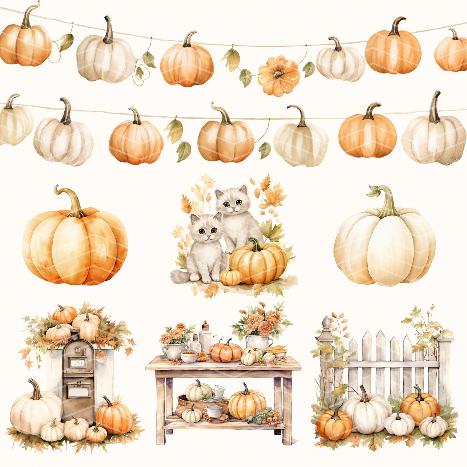 Pumpkin Season Clipart: Cottagecore Fall Graphics (digital Download) - Etsy