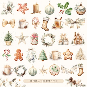 Watercolor Christmas Clipart Bundle: Cozy Holiday PNG (digital Download ...