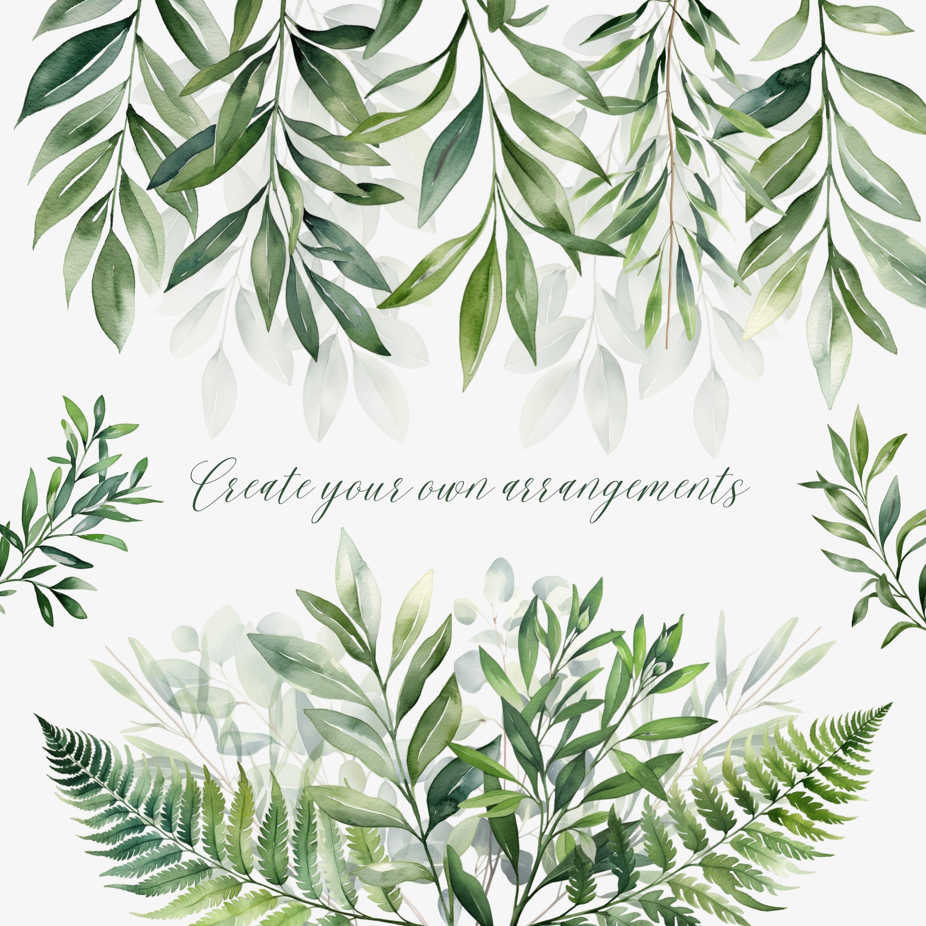Watercolor Greenery Clipart Bundle DIY Botanical Clipart - Etsy