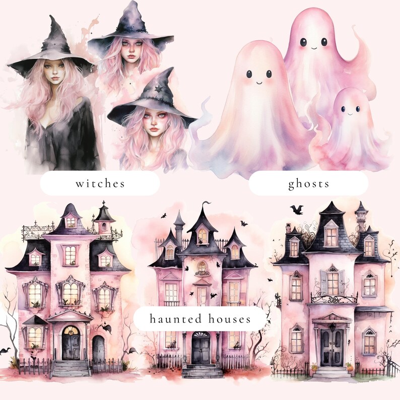 Blush Halloween Clipart Bundle: 50 PNG Graphics (300DPI) - Etsy