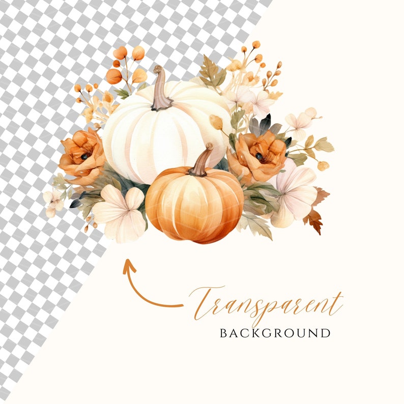Floral Pumpkin Clipart: Boho Autumn Flower Bouquets (digital Download ...