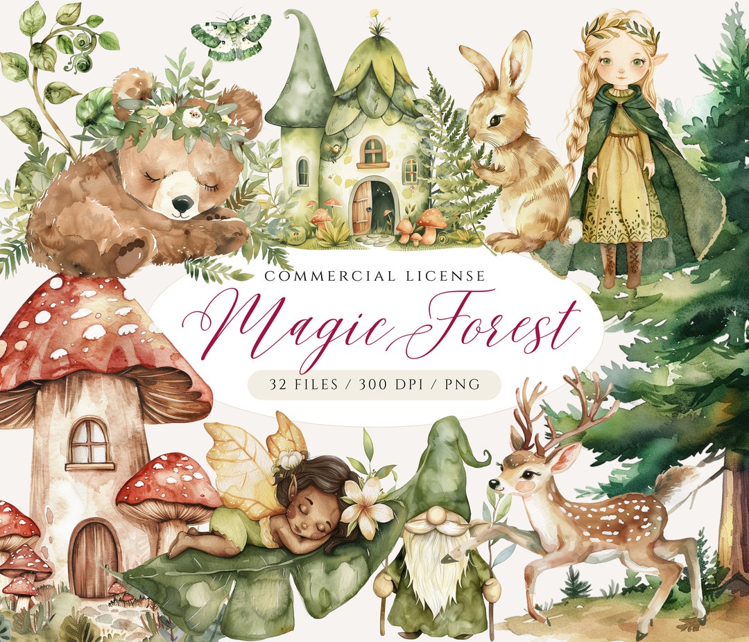 Magic Forest Clipart Collection, Forest Fairy Clipart, Sleeping ...