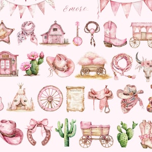 Cute Cowgirl Clipart Bundle, Pink Western Graphics (PNG) - Etsy
