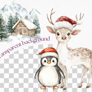 Watercolor Arctic Animals Clipart: Christmas Polar Friends PNG (36 ...