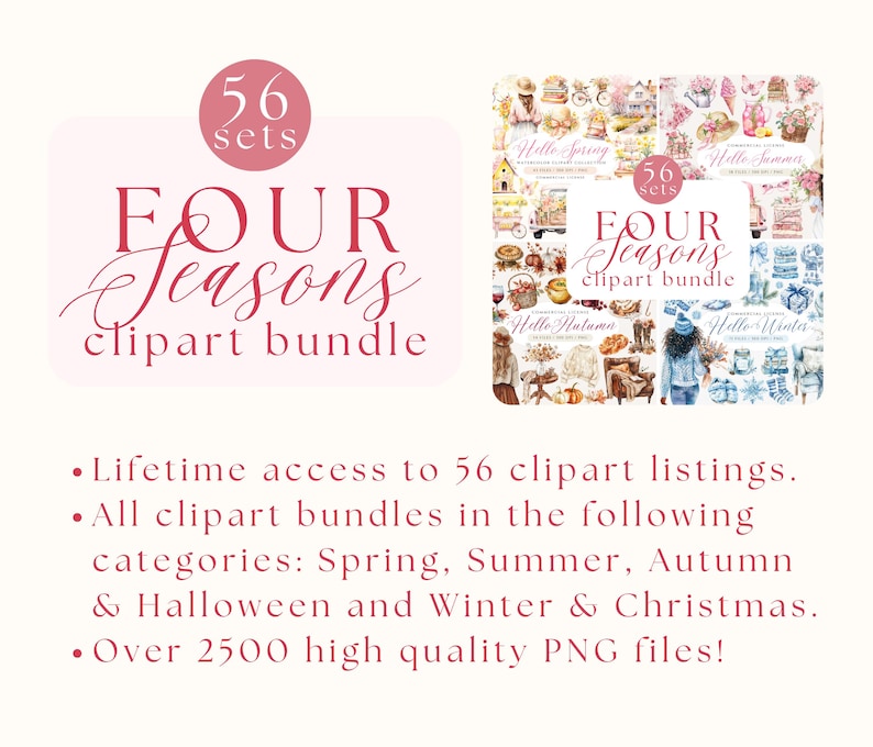 Four Seasons Clipart Bundle: 2500+ PNG Graphics (digital Download) - Etsy