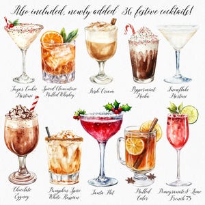 400+ Watercolor Cocktail Clipart Bundle: Bar Menu, Champagne, Wine ...