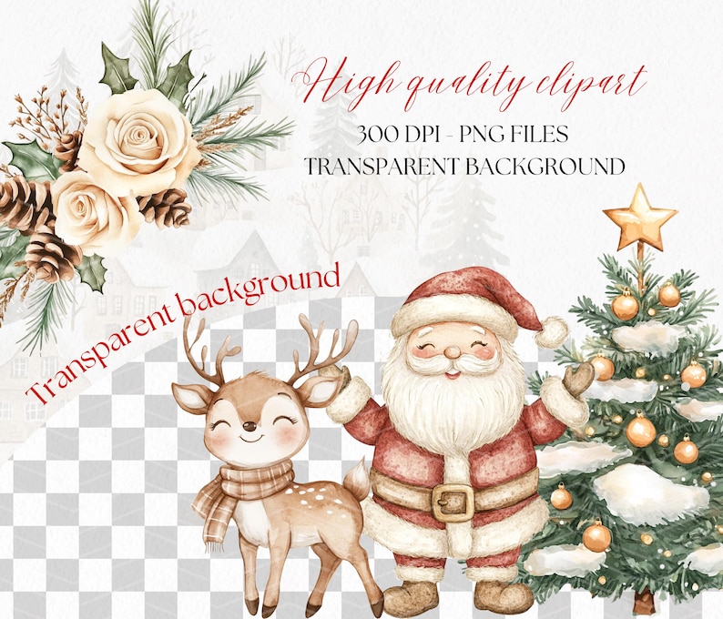 Boho Christmas Clipart Bundle: Neutral Characters PNG (digital Download ...
