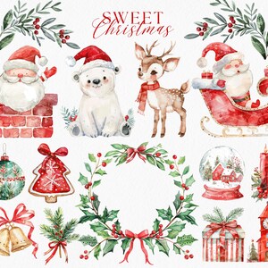 Watercolor Christmas Clipart Bundle: Santa's Village, Reindeer, Elf ...