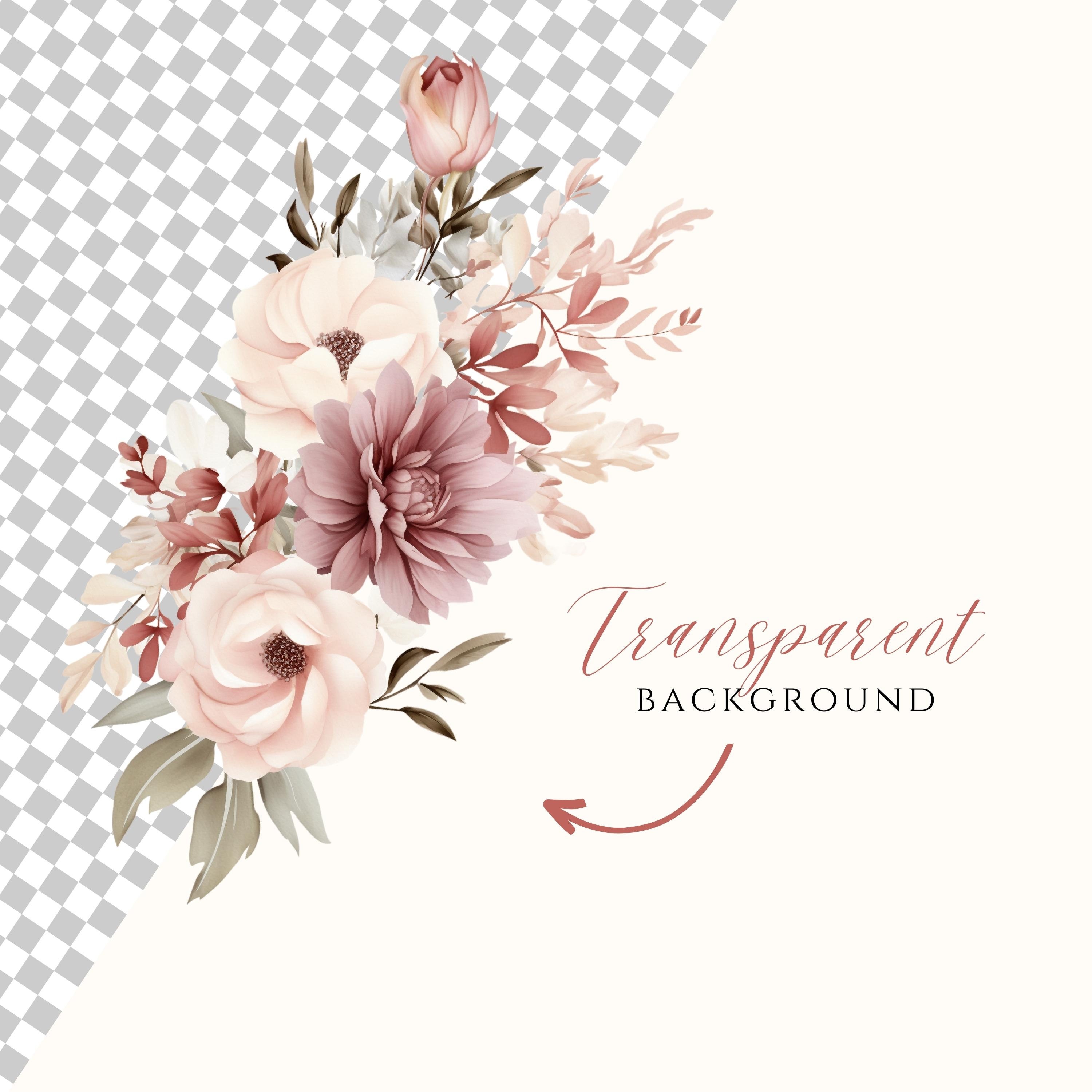 Dusty Rose Floral Clipart Dusty Pink Flowers Blush Floral - Etsy