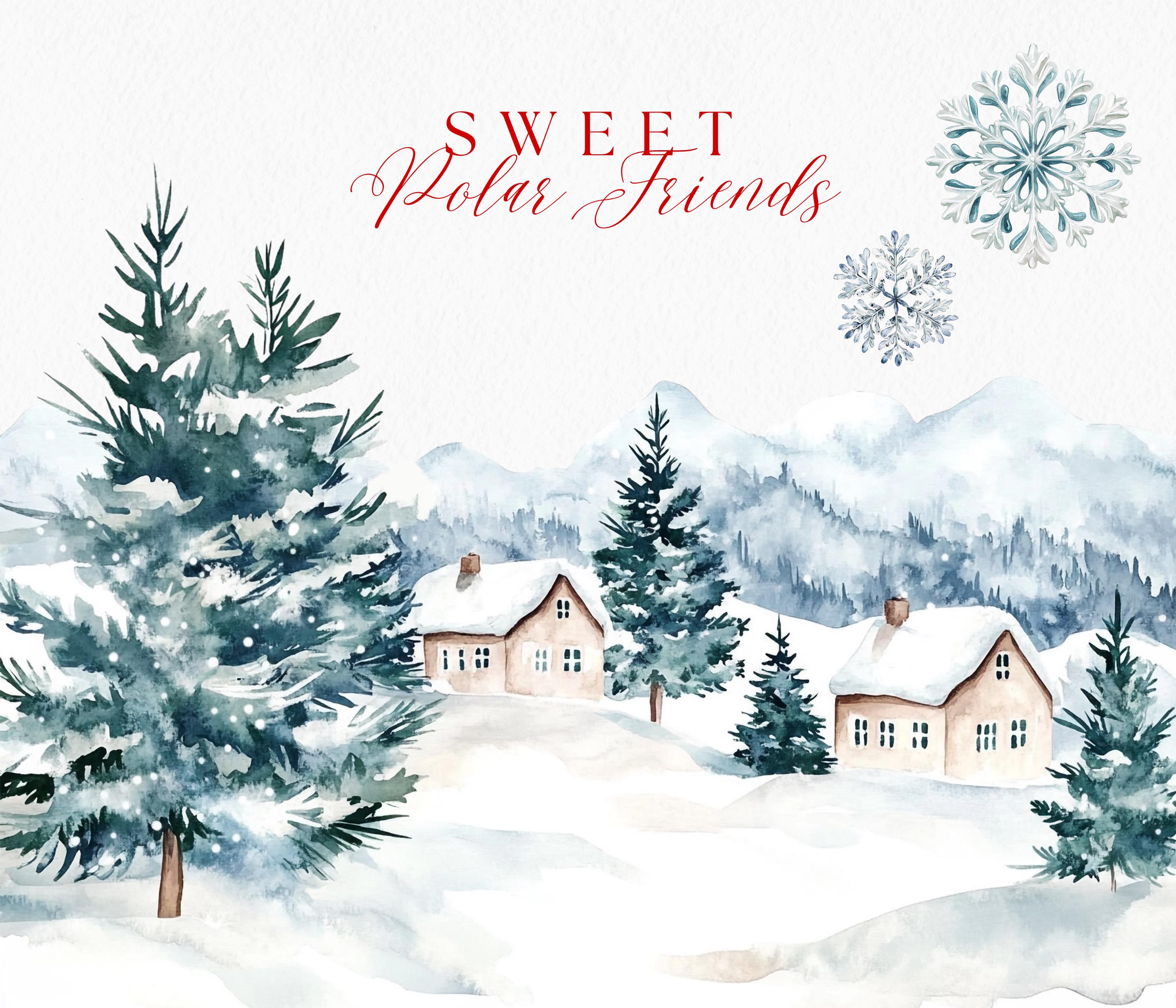 Watercolor Arctic Animals Clipart: Christmas Polar Friends PNG (36 ...