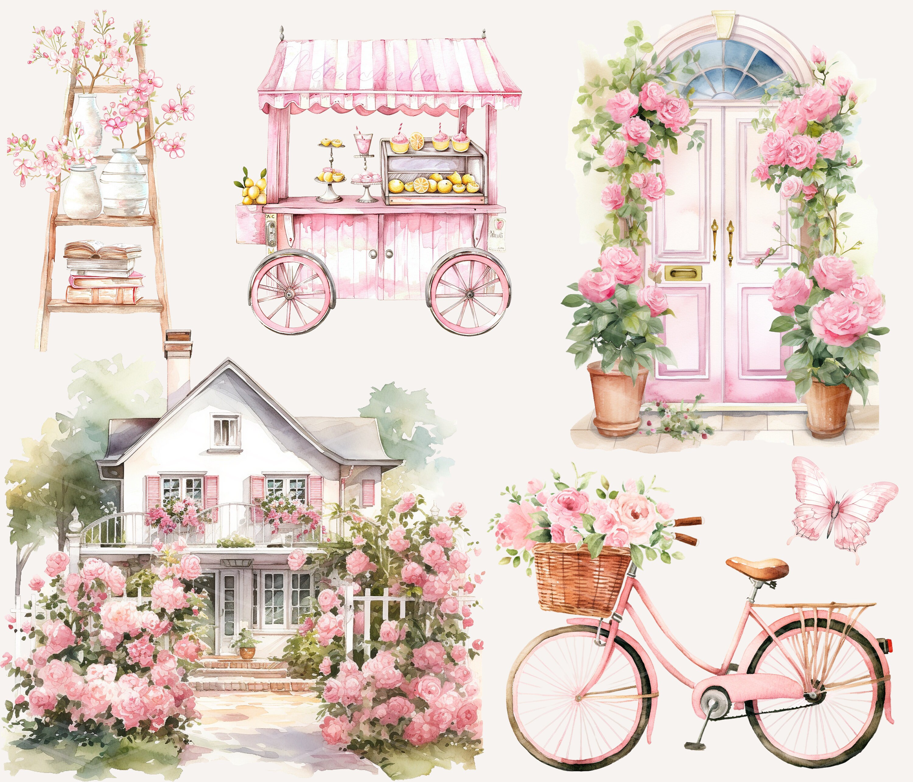 Watercolor Summer Clipart: Cottagecore Floral PNG (digital Download) - Etsy