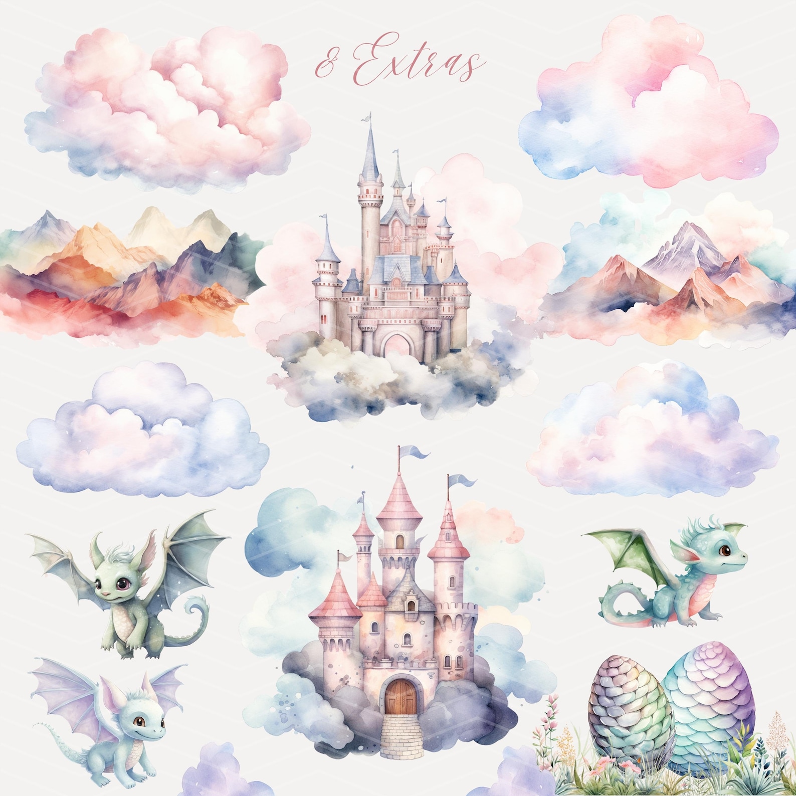 Cute Dragon Clipart Watercolor Dragon Clipart Dragon - Etsy