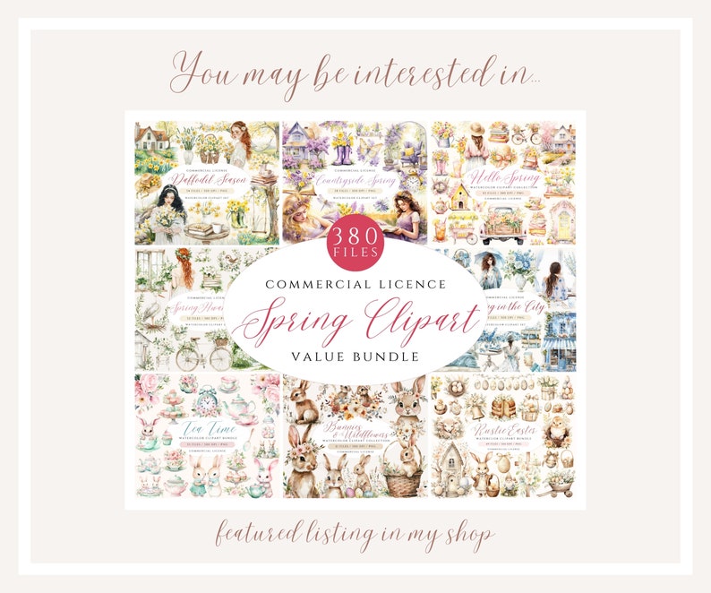 Watercolor Spring Clipart: Cottagecore Lavender Fields (PNG Digital ...