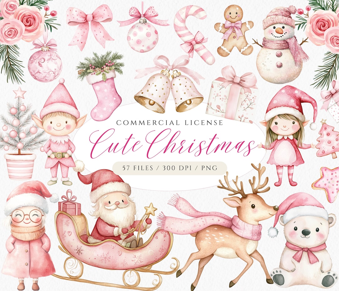 Pink Christmas PNG, Cute Christmas Clipart, Mrs Santa Claus, Santa ...