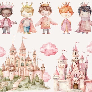 Pink Princess Clipart Bundle, Princess Castle Clipart Little Kingdom ...
