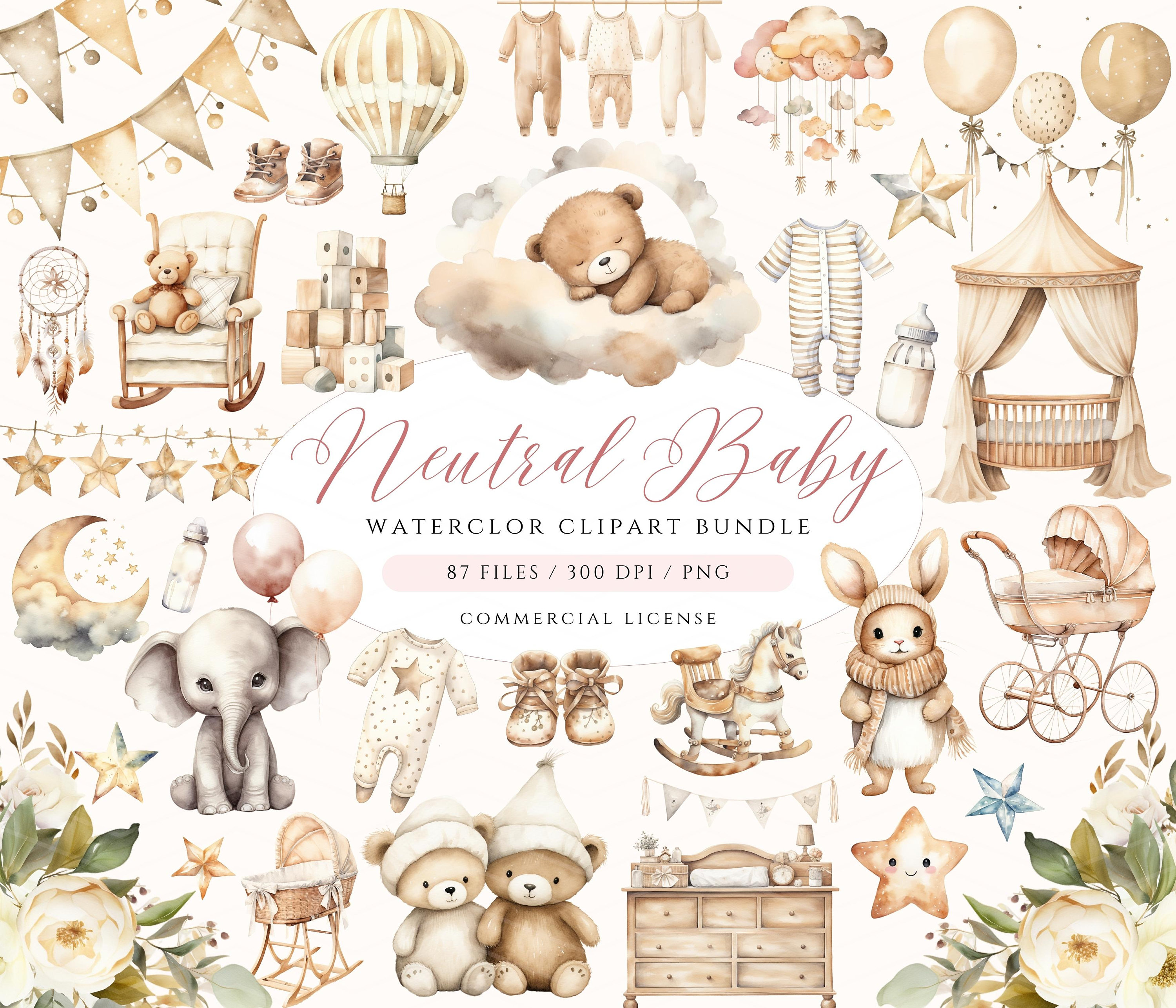 Gender Neutral Baby Shower Clipart Teddy Bear Clipart - Etsy Australia