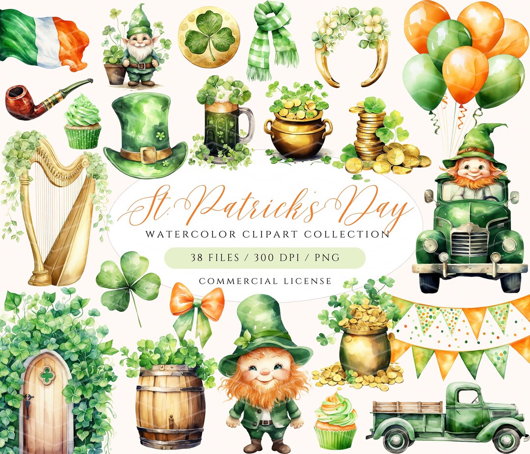 Watercolor St. Patrick's Day Clipart, Cute Saint Patrick's Day PNG ...