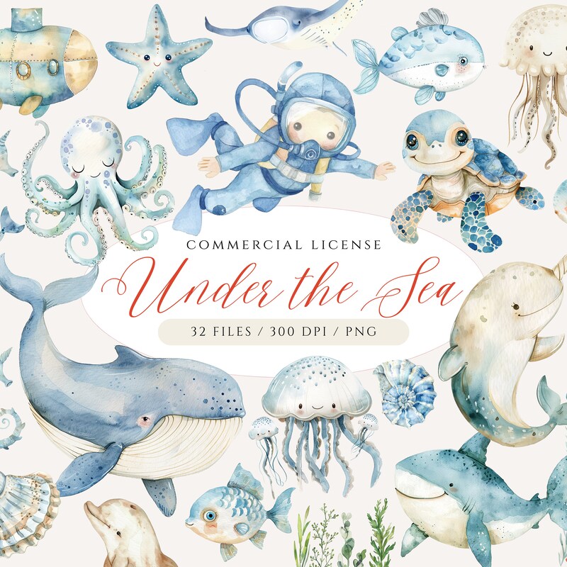 Sea Animals Clipart - Etsy