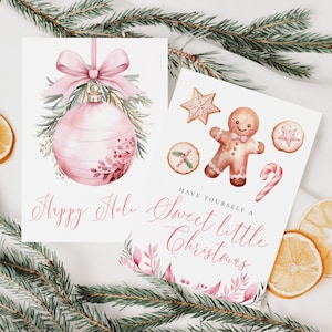 Watercolor Pink Christmas Clipart Bundle: Blush PNG Graphics (digital ...