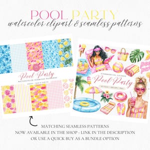 Pool Party Clipart, Watercolor Summer Clipart, Pink Summer Holiday ...