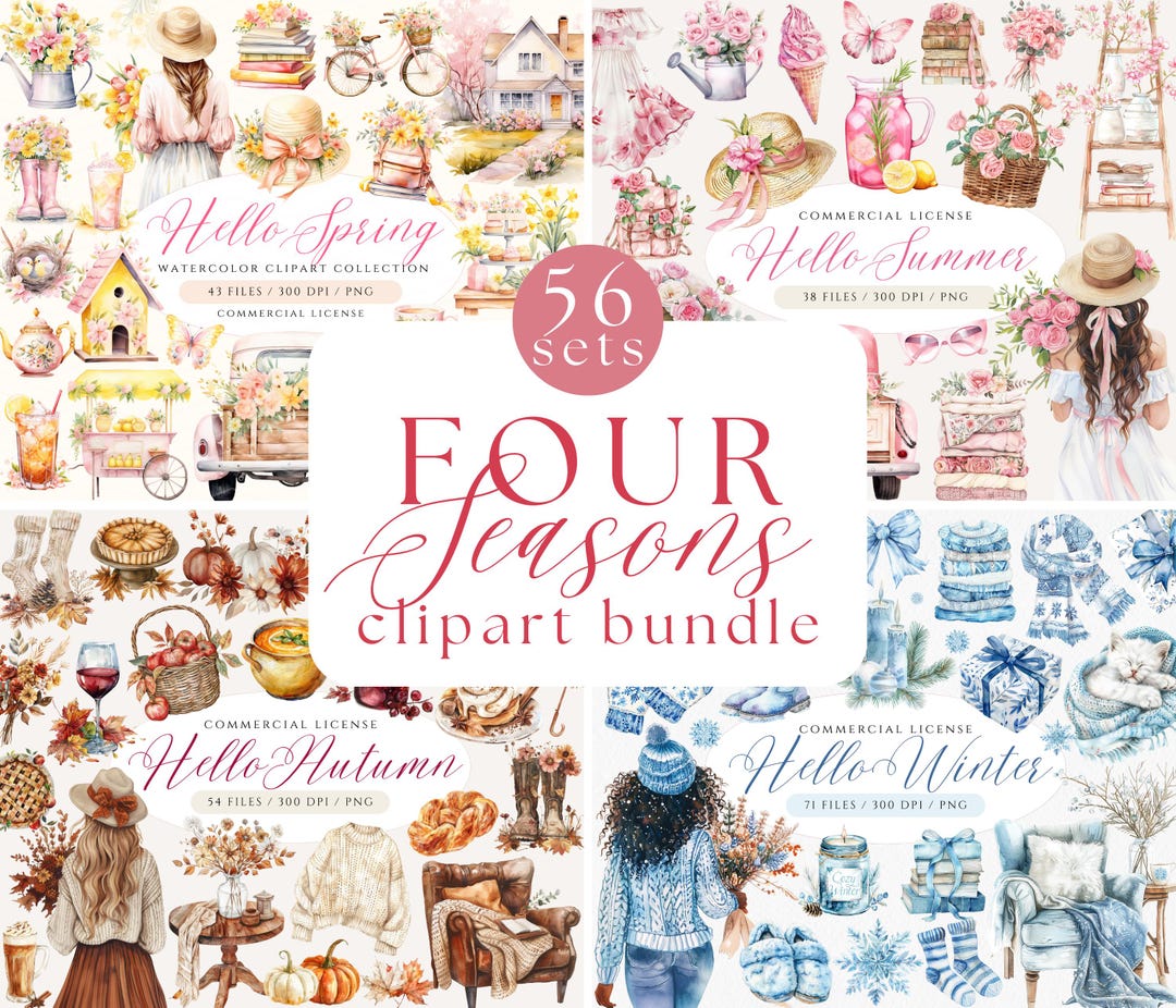 Four Seasons Clipart Bundle: 2500+ PNG Graphics (digital Download) - Etsy