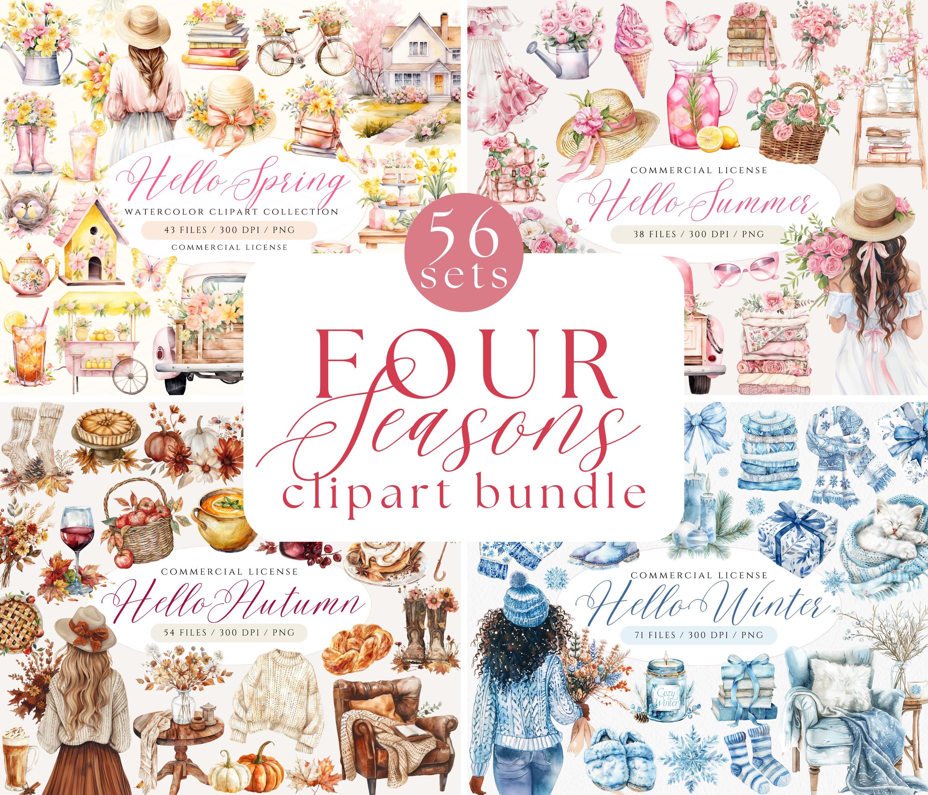 Four Seasons Clipart Bundle: 2500+ PNG Graphics (digital Download) - Etsy