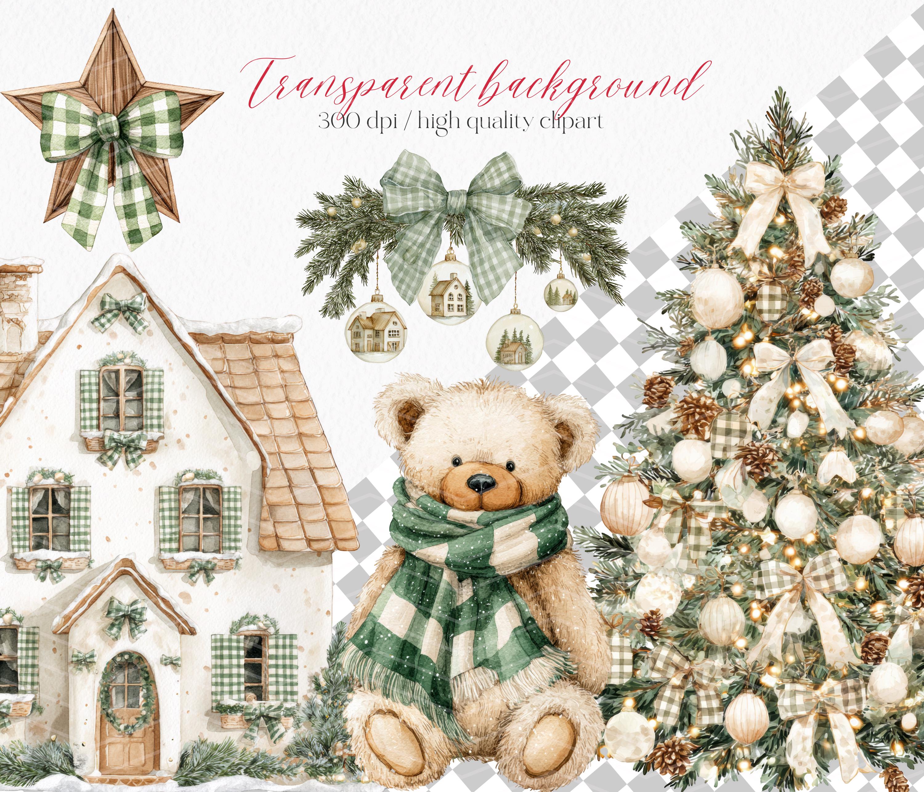 Neutral Christmas Clipart Bundle: Watercolor Rustic Christmas Graphics ...