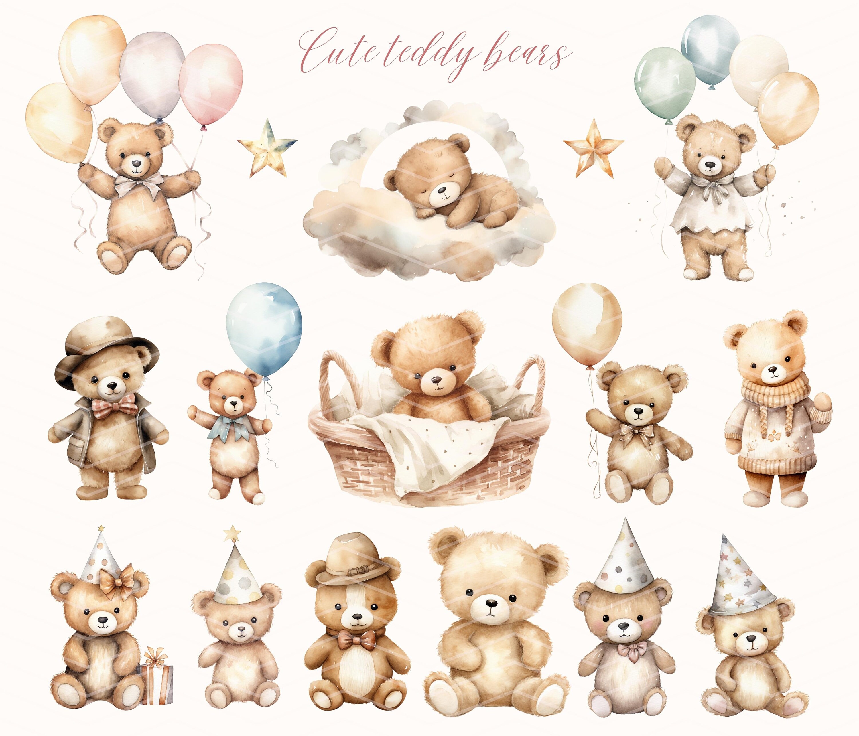 Gender Neutral Baby Shower Clipart Teddy Bear Clipart - Etsy Australia