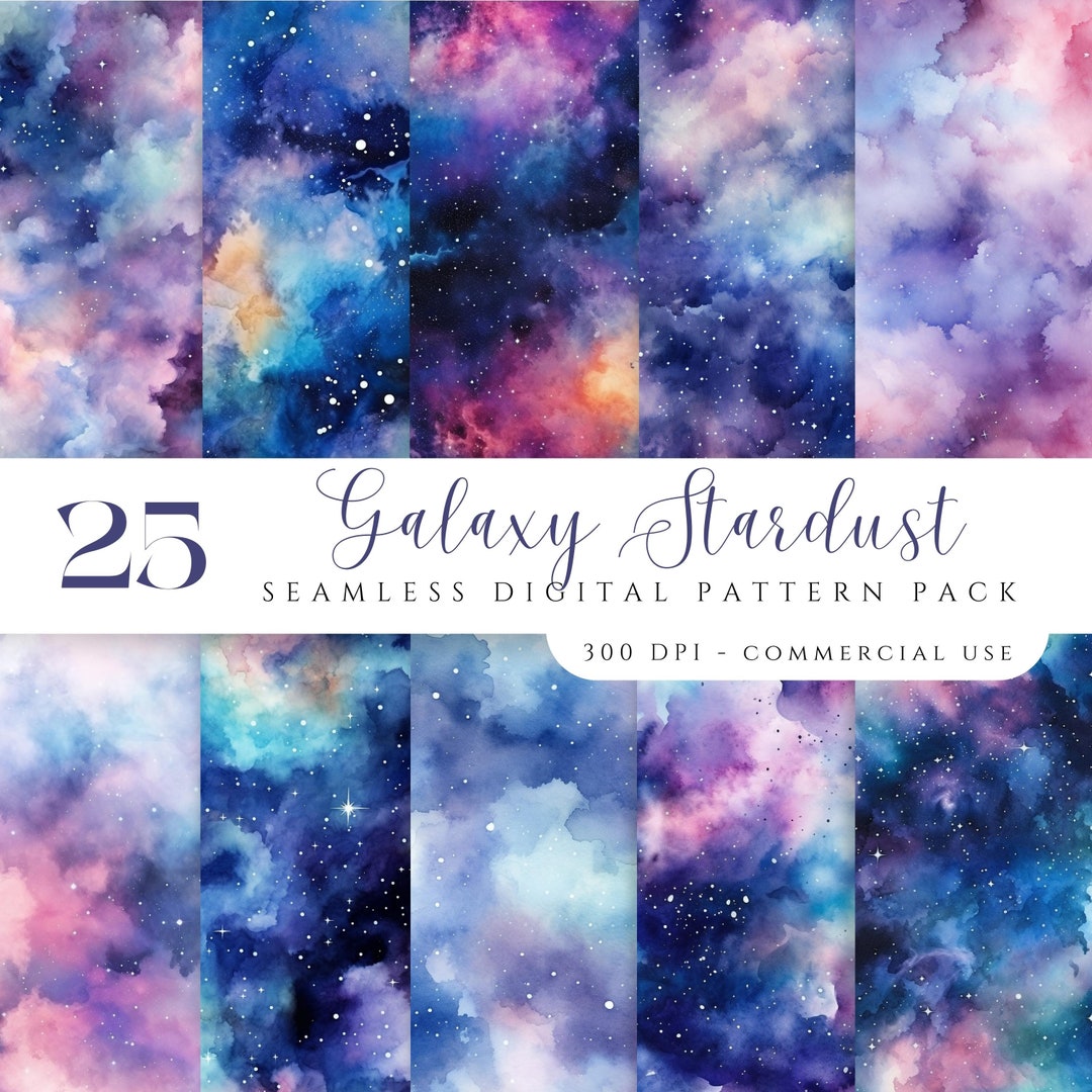 Watercolor Galaxy Seamless Pattern: Stardust Digital Paper (digital ...