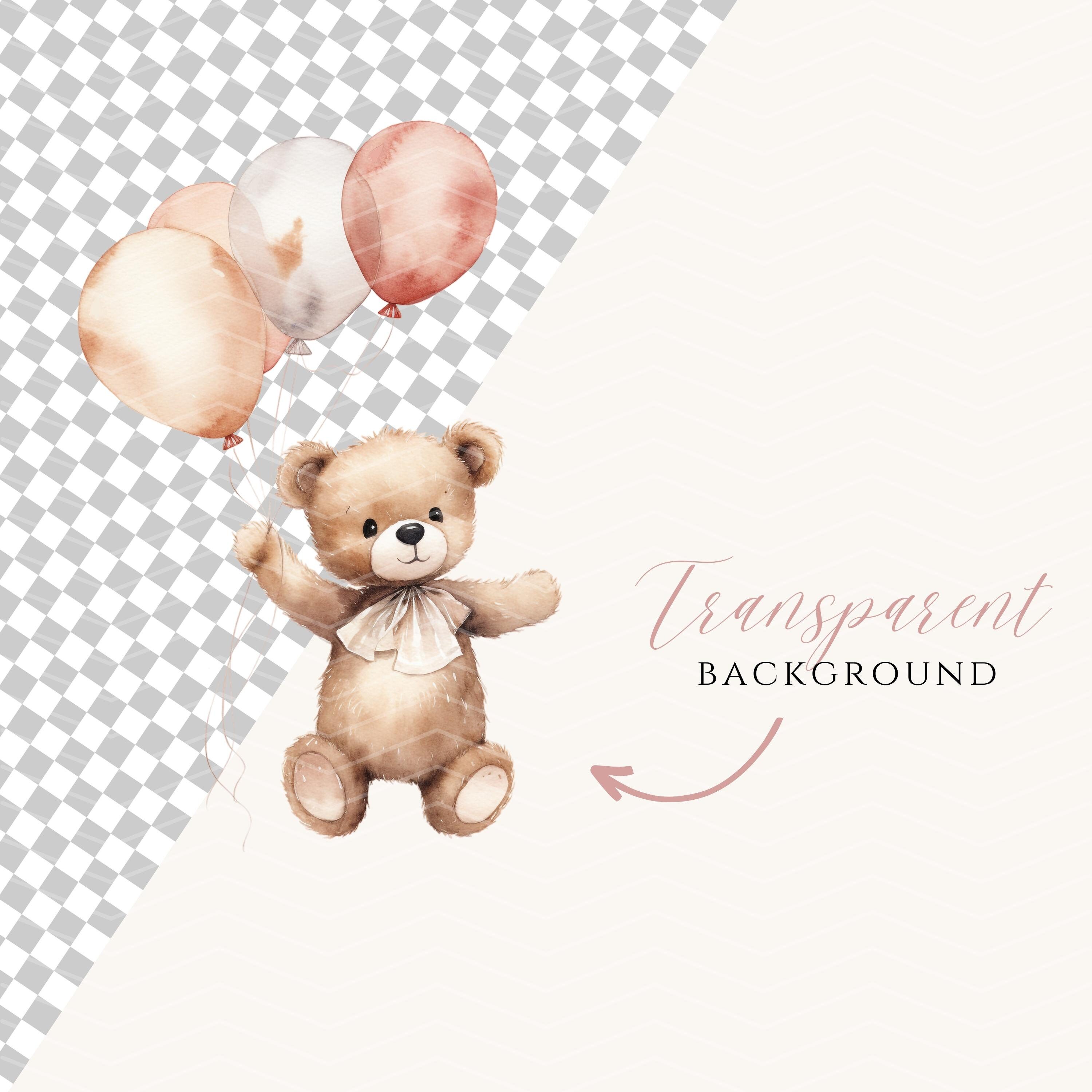 Pink Teddy Bear Clipart: Sleepy Watercolor Bear Bundle (digital ...