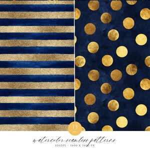 Navy Christmas Seamless Patterns, Watercolor Starry Night Christmas ...