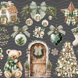 Neutral Christmas Clipart Bundle: Watercolor Rustic Christmas Graphics ...
