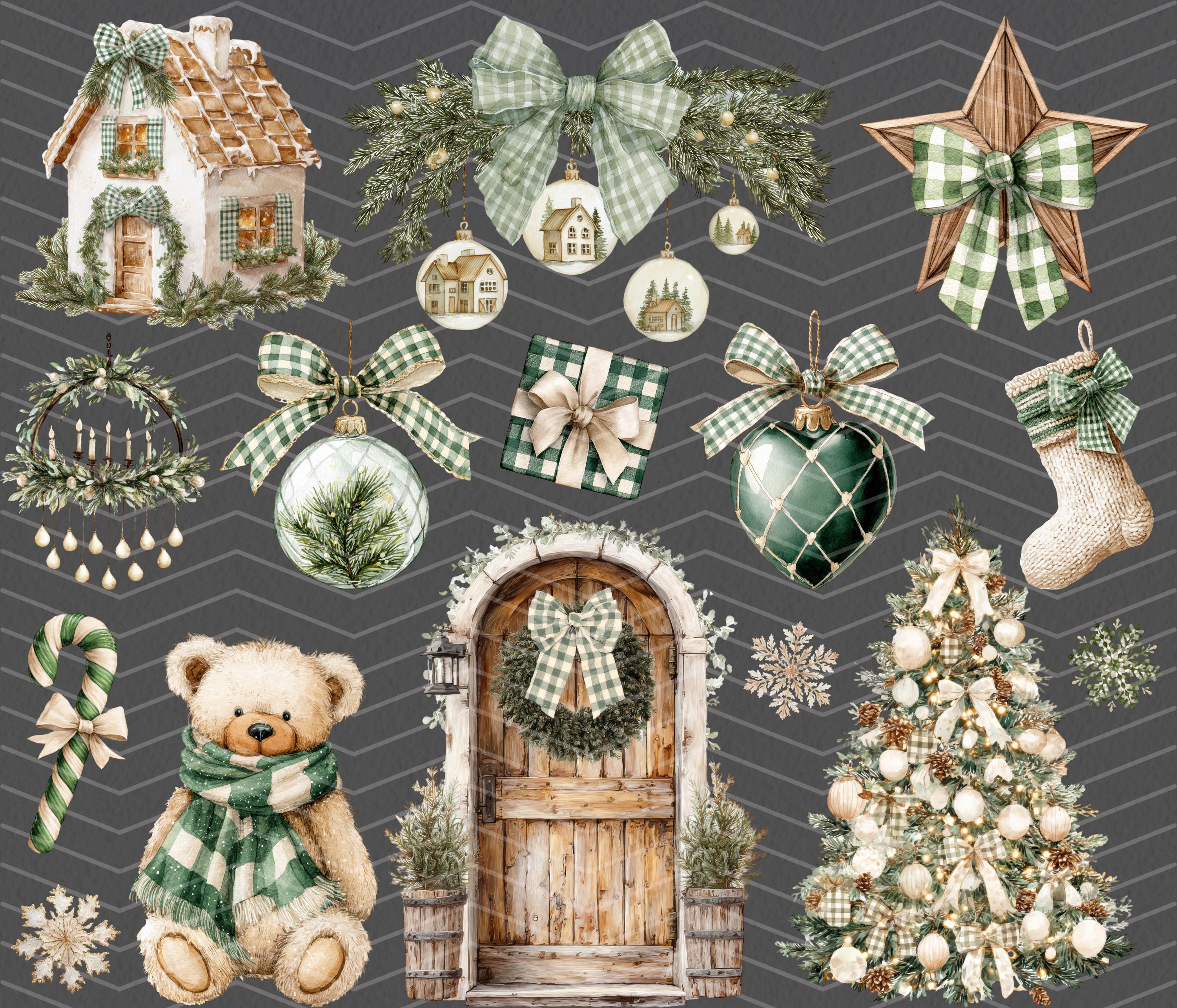 Neutral Christmas Clipart Bundle: Watercolor Rustic Christmas Graphics ...