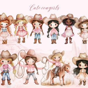 Cute Cowgirl Clipart, Pink Cowgirl PNG, Baby Girl Cow Girl Clipart ...