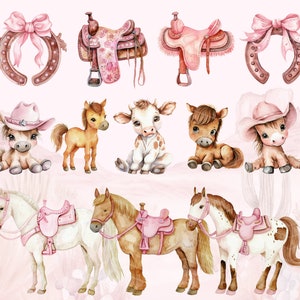 Cute Cowgirl Clipart Bundle, Pink Western Graphics (PNG) - Etsy