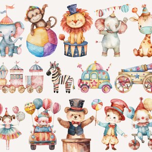 Cute Circus Clipart, Watercolor Circus PNG, Circus Party, Circus ...