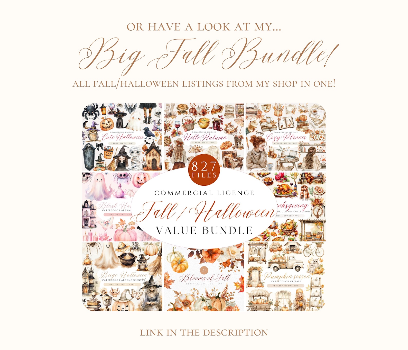 Watercolor Autumn Clipart Bundle: Cozy Fall Graphics (digital Download ...