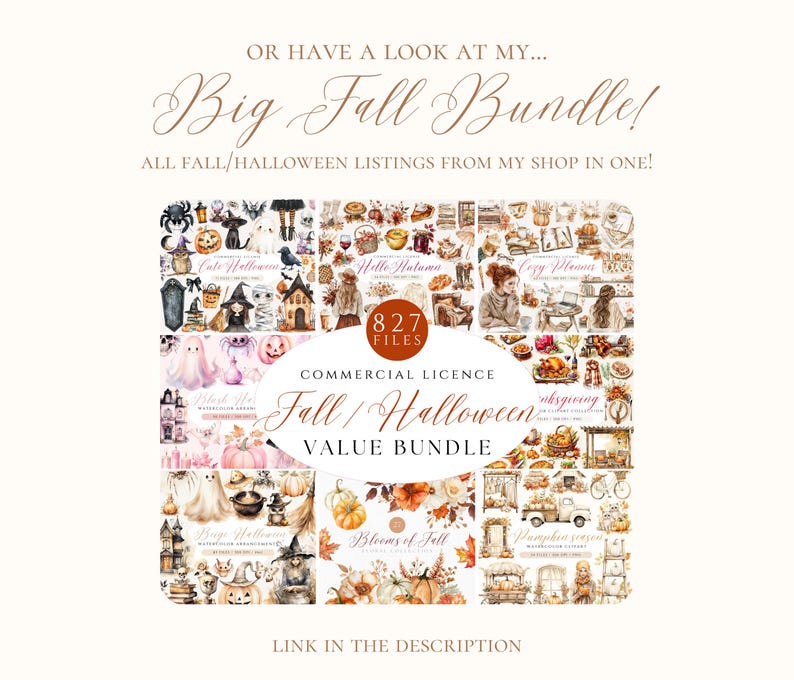 Watercolor Autumn Clipart Bundle: Cozy Fall Graphics (digital Download ...