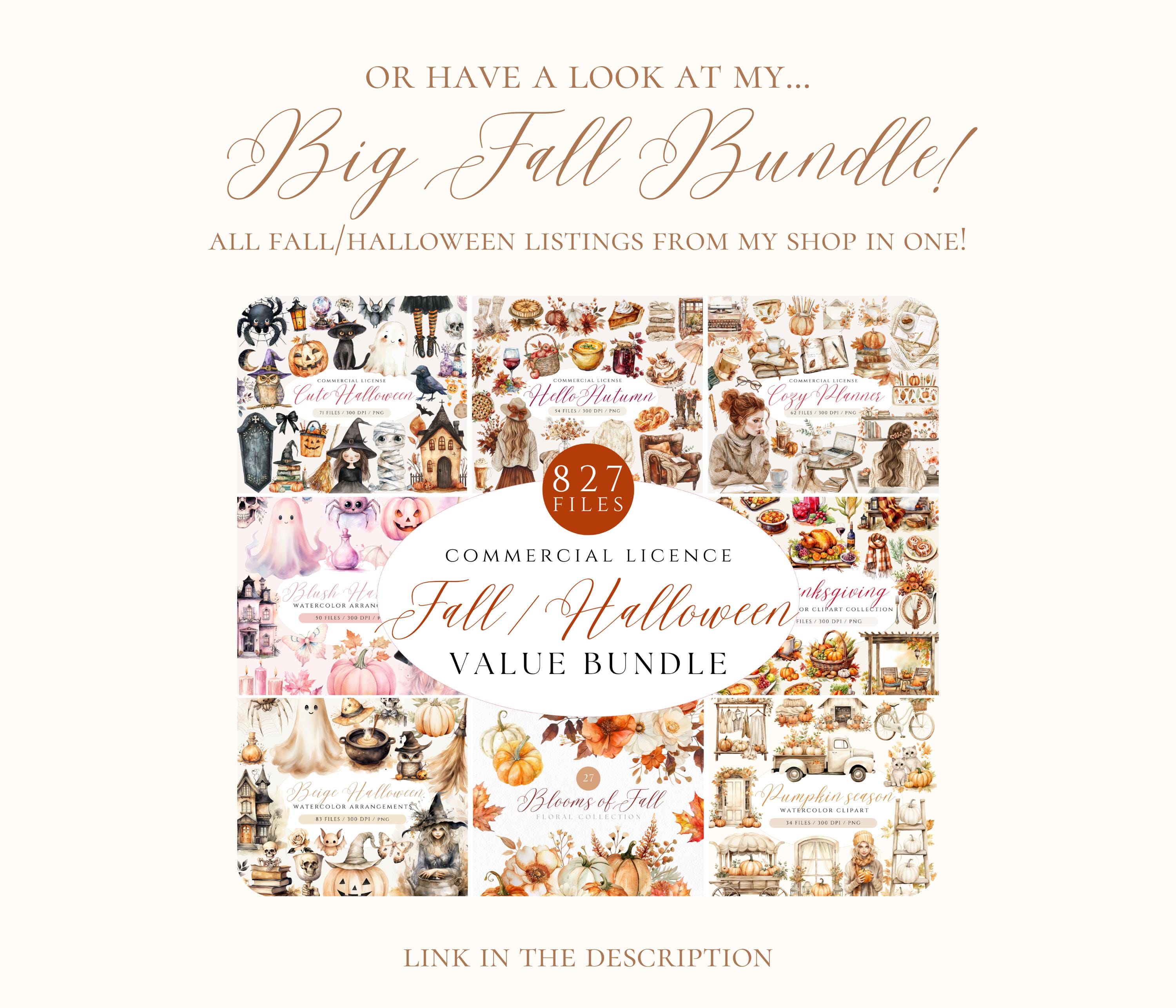 Watercolor Autumn Clipart Bundle: Cozy Fall Graphics (digital Download ...