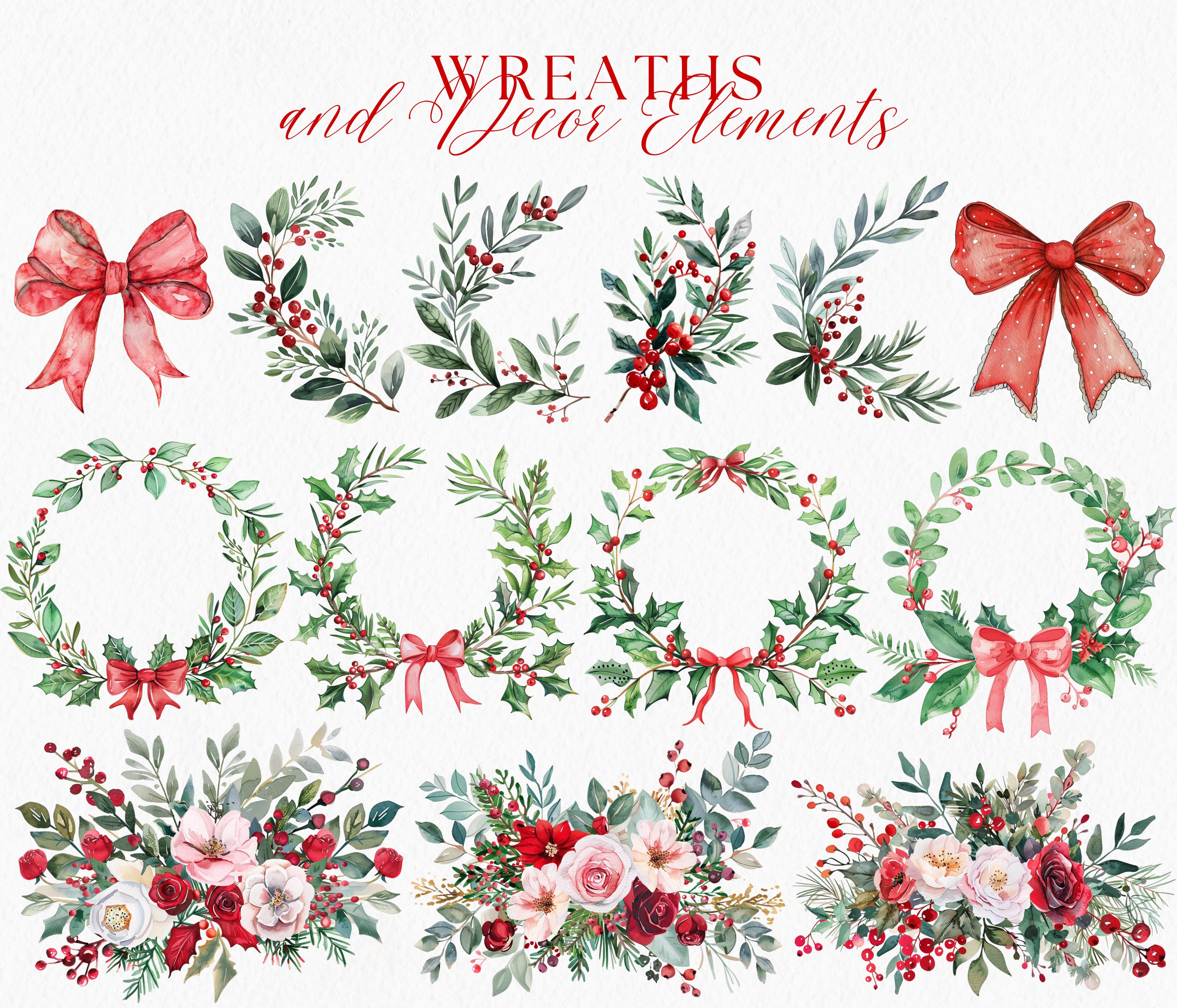 Watercolor Christmas Clipart Bundle: Santa's Village, Reindeer, Elf ...
