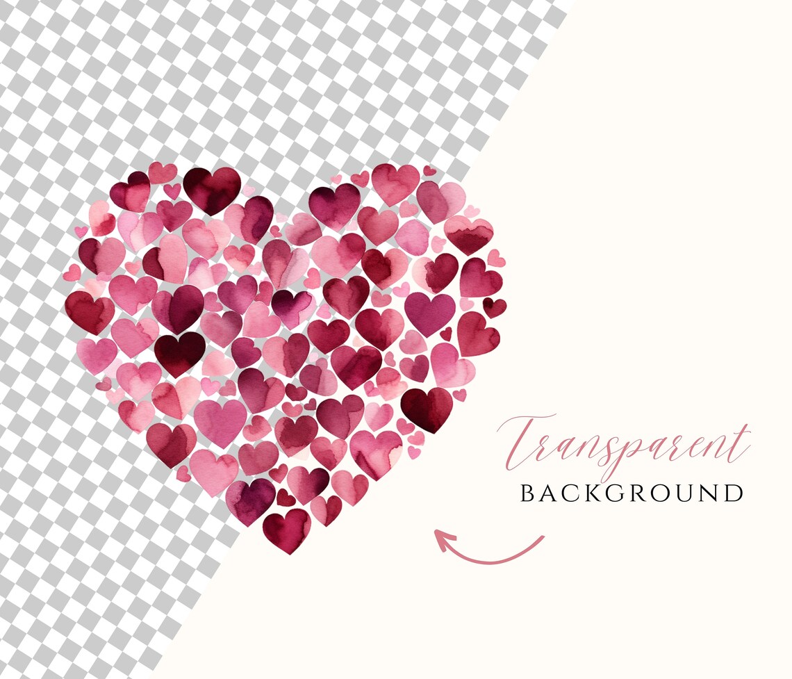 Watercolor Heart Clipart: Valentine's Day PNG Graphics (digital ...