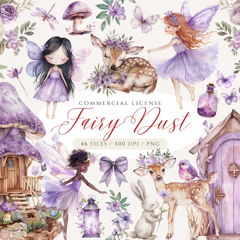 Purple Fairy Clipart - Etsy