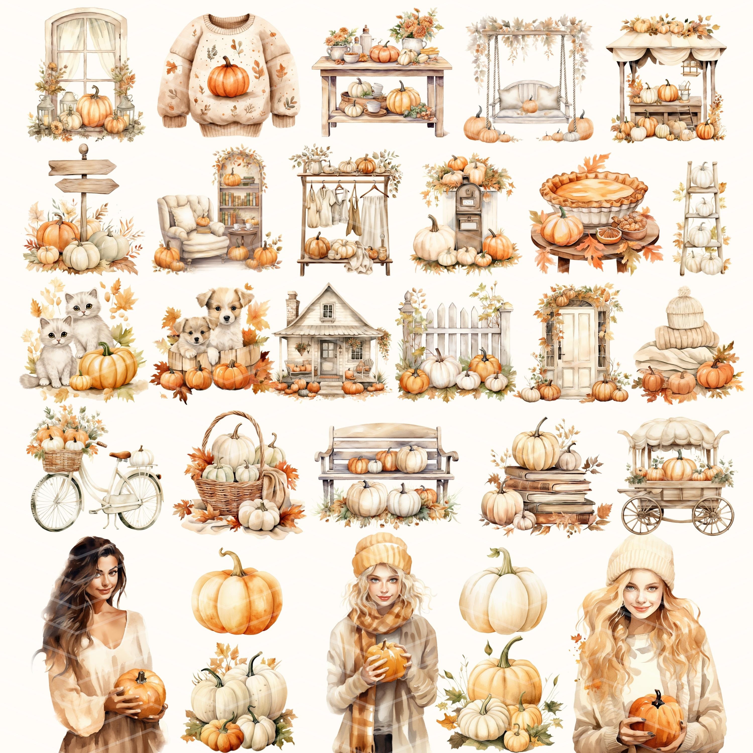 Pumpkin Season Clipart: Cottagecore Fall Graphics (digital Download) - Etsy