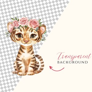Pink Safari Animals Clipart: Watercolor Jungle Set (PNG Digital ...