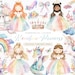 Rainbow Princess Watercolor Clipart: Unicorns, Dragons, Castle (PNG ...