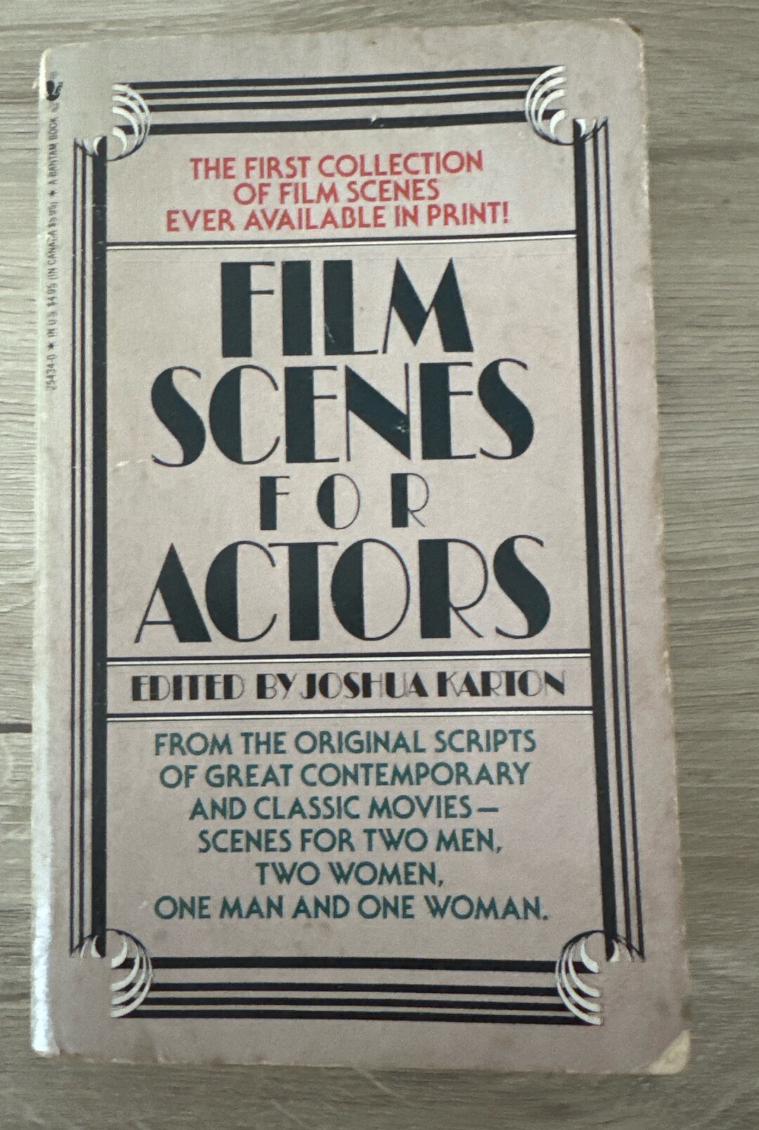 Film Scenes for Actors, by Joshua Karton, Bantam Book, 1983 - Etsy