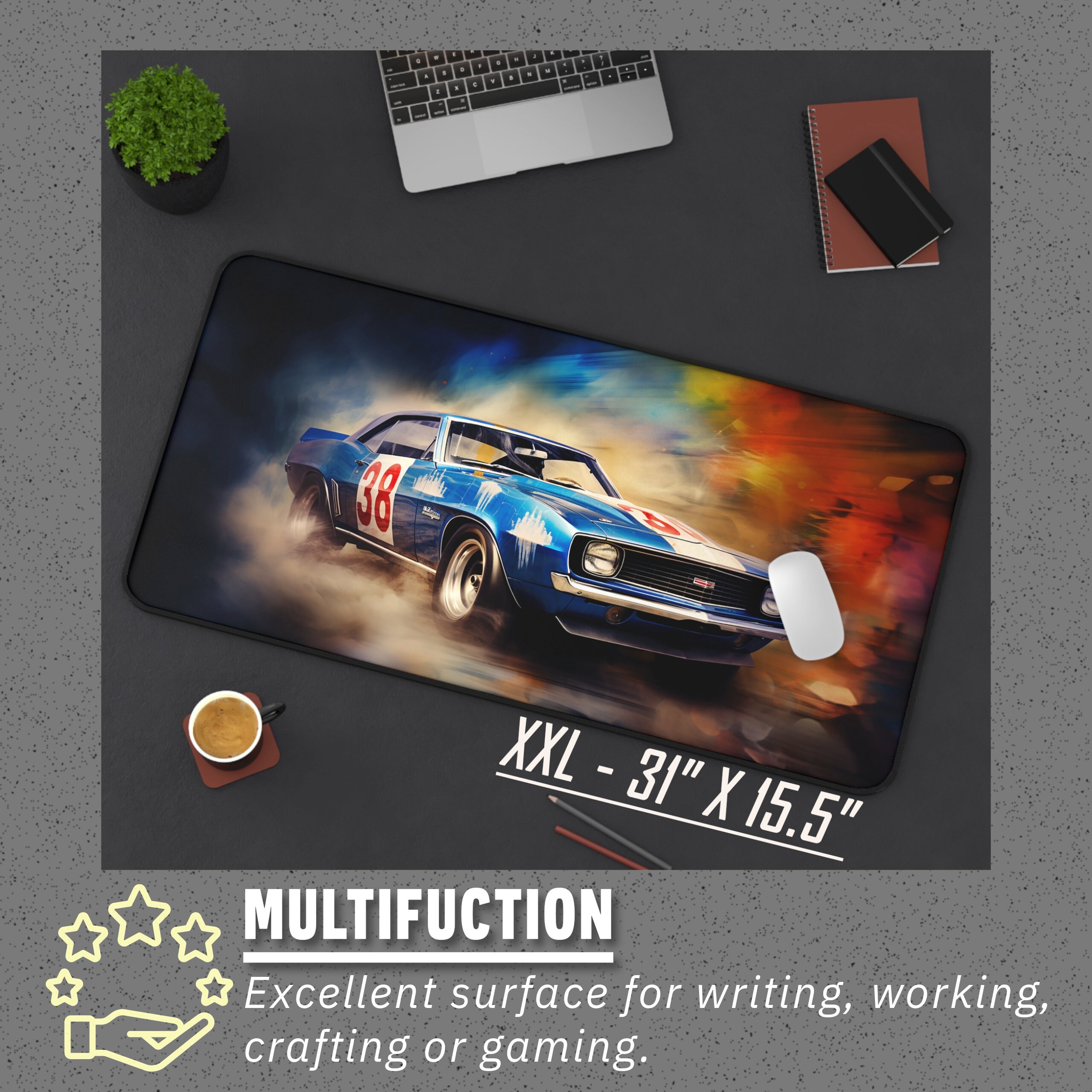 1966 Chevrolet Camaro, Muscle Car Desk Mat Aesthetic, XXL, XL, L and S ...