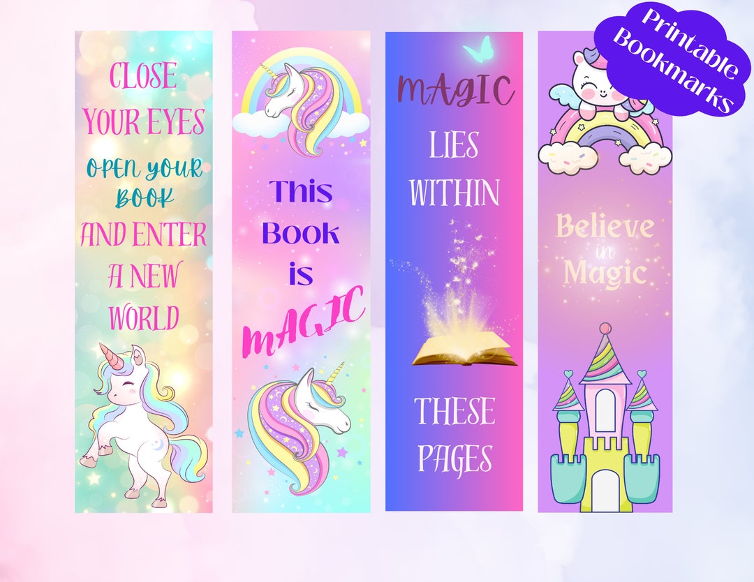 Unicorn Printable Bookmark Magical Bookmark Kids Printable Bookmark for ...